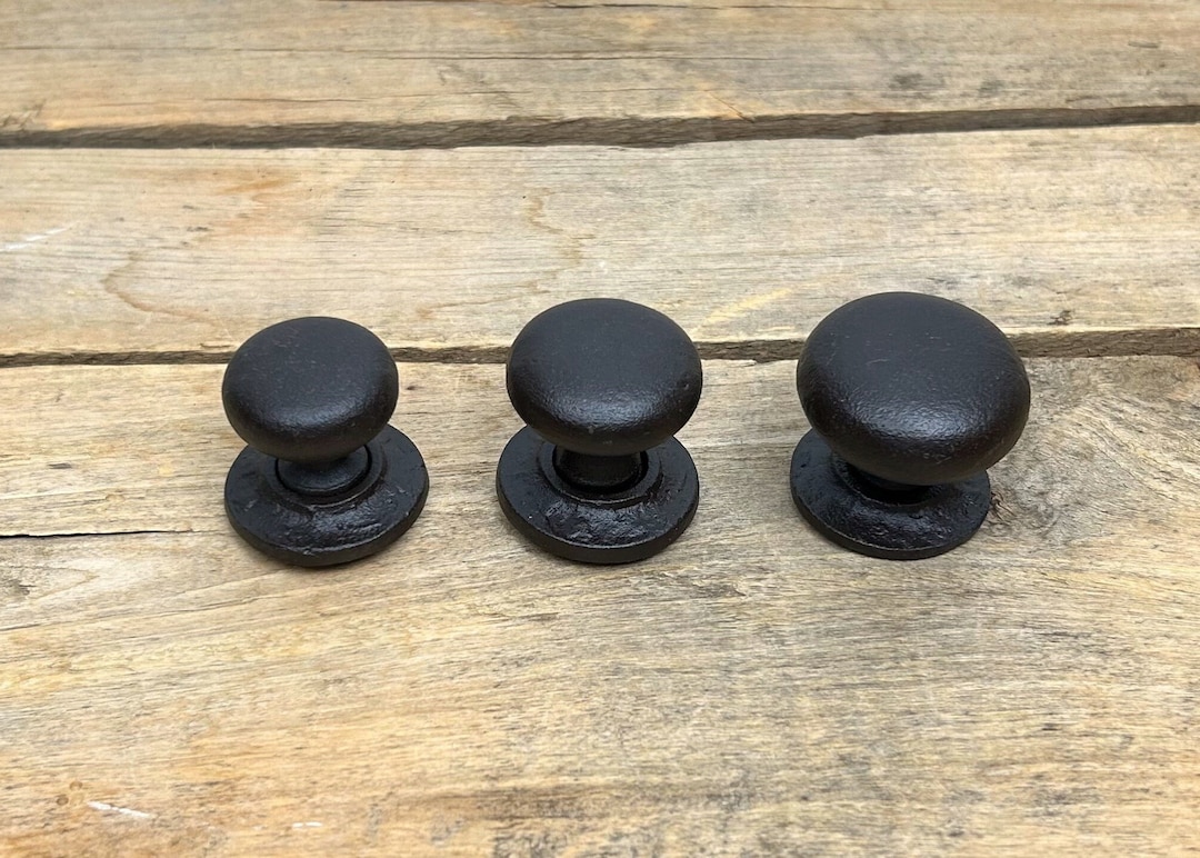 Brown Cast Iron Round Drawer Knobs, Cast Iron Door Knobs, Rustic Cast ...