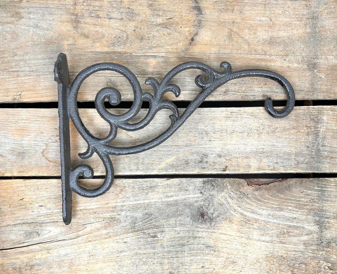 Decorative Large Hanging Basket Hook, Rustic Cast Iron Wall Hook, Plant ...