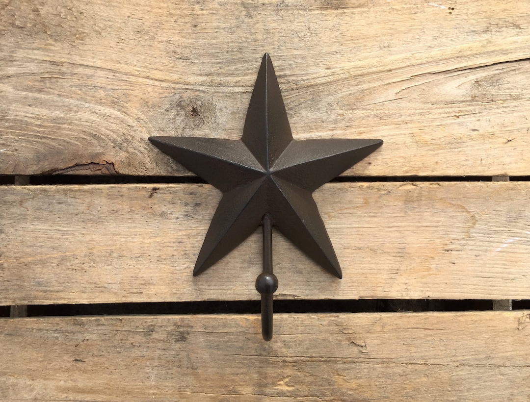 Star Cast Iron Wall Hook, Rustic Star Wall Hook, Cast Iron Wall Hook ...