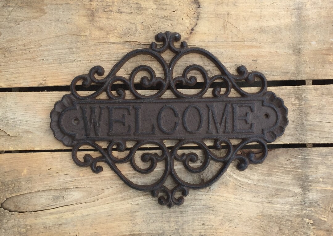 Large Welcome Sign, Cast Iron Welcome Sign, Rustic Welcome Plaque ...