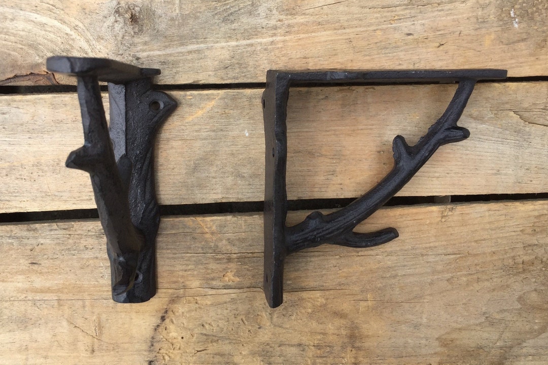 Pair of Tree Branch Shelf Brackets, Rustic Tree Branch Shelf Brackets ...