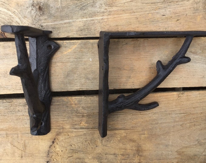 Pair of Tree Branch Shelf Brackets, Rustic Tree Branch Shelf Brackets ...