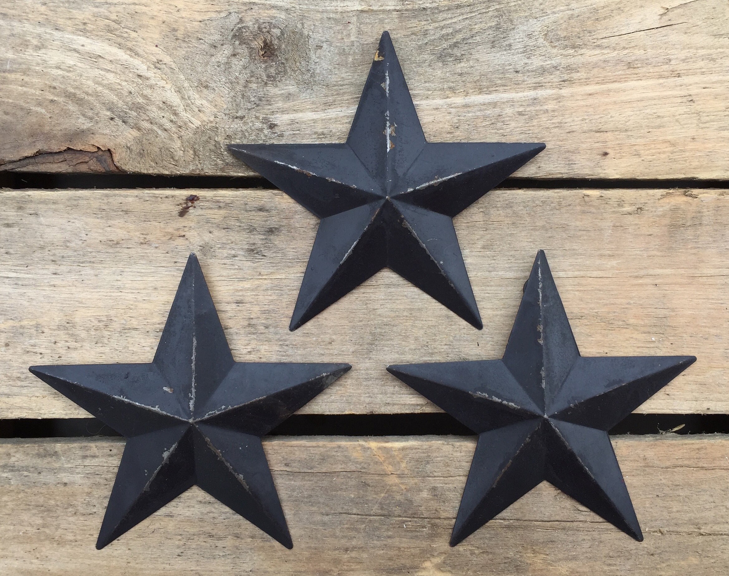 Set of 3 Small Metal Barn Stars