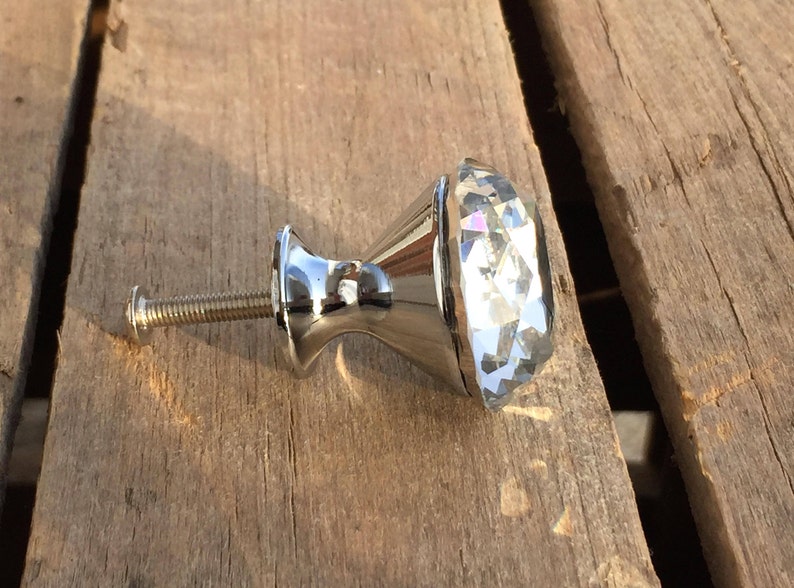 Faceted Glass Drawer Knobs Flat Cut Gem Style Knob | Etsy