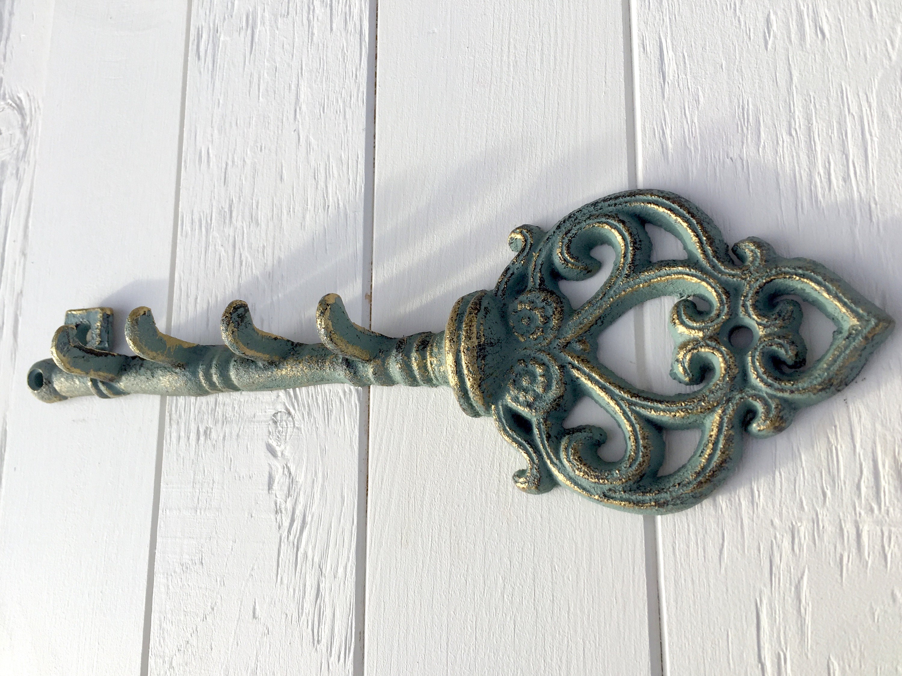 Decorative Key Rack - Green and Gold