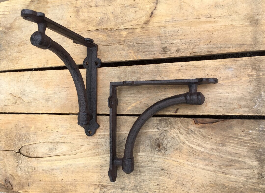 Brown Small Cast Iron Shelf Brackets, Curved Pipe Cast Iron Shelf ...