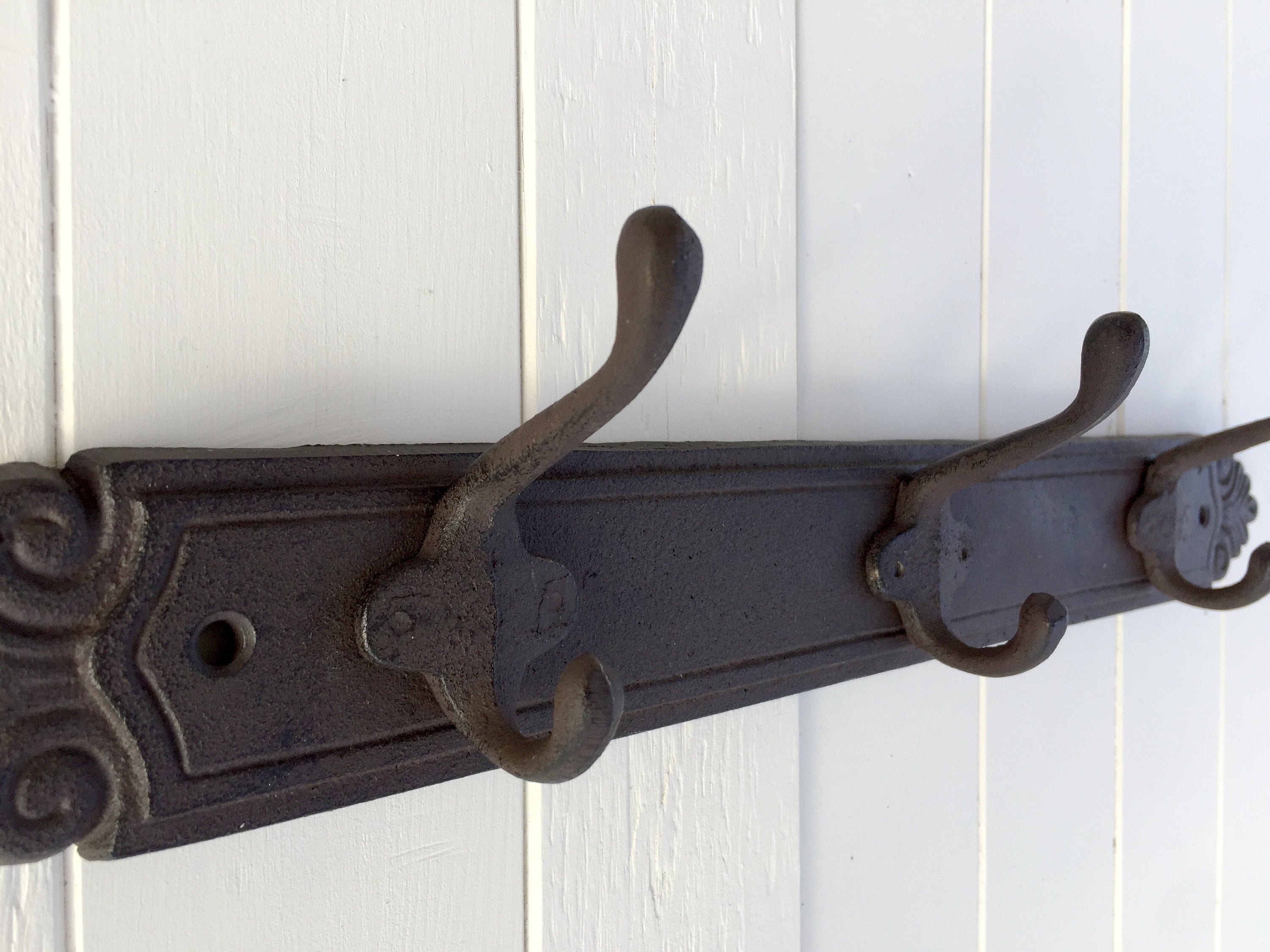 Triple Cast Iron Entryway Hooks - Rustic Dark Brown