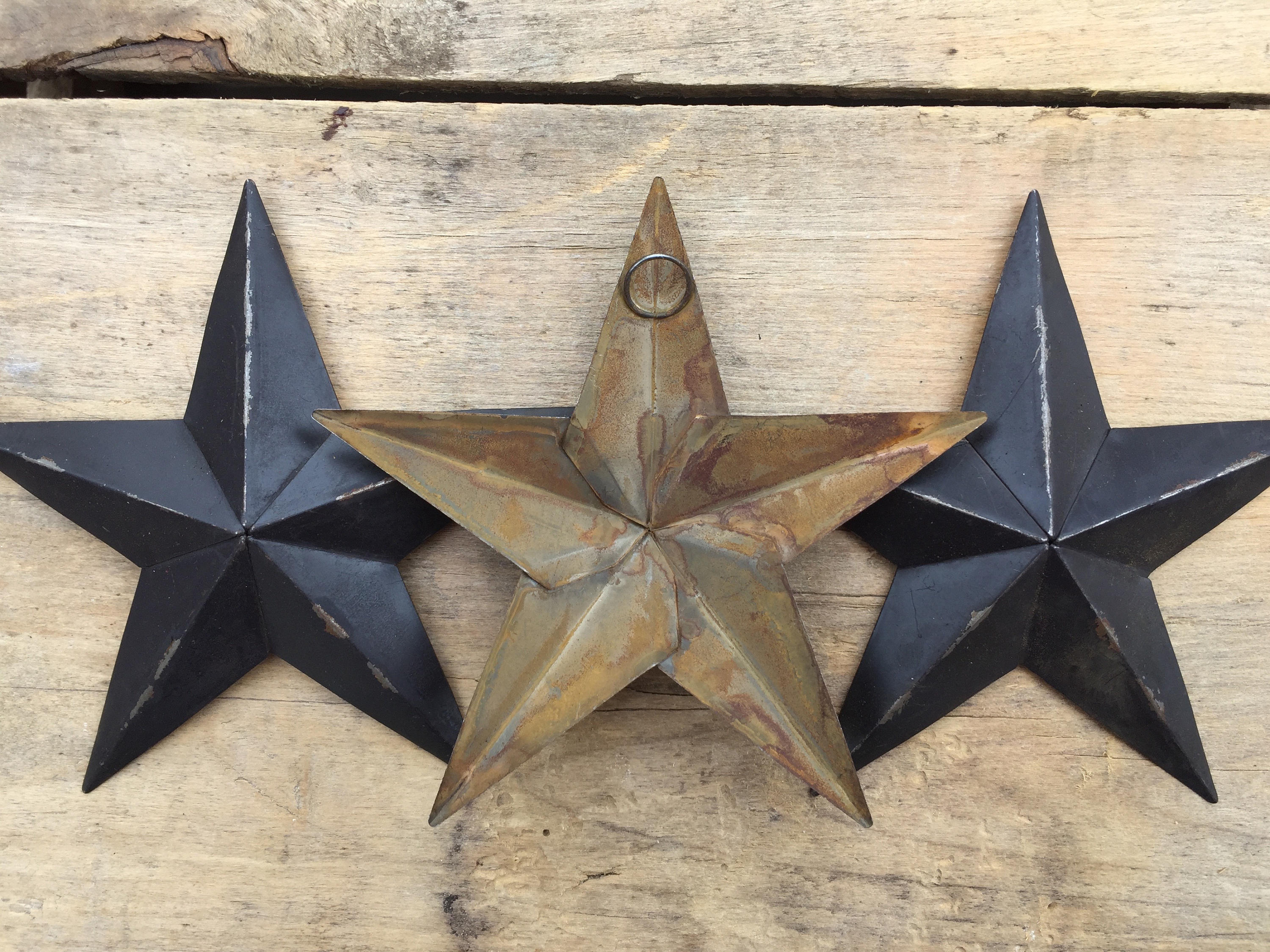 Set of 3 Black Metal Barn Stars - 5