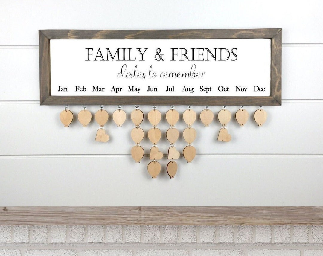 Family and Friends Dates to Remember Calendar Board, Framed Family and ...