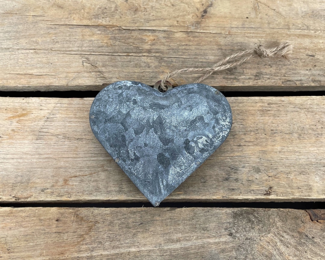 Rustic Metal Heart Hanging Ornament, Metal Heart Ornament - Etsy