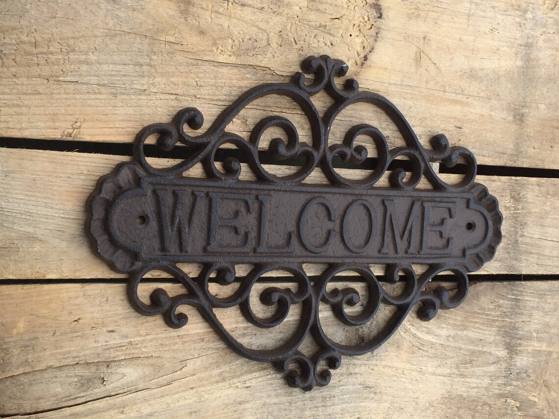 Large Welcome Sign Cast Iron Welcome Sign Rustic Welcome - Etsy
