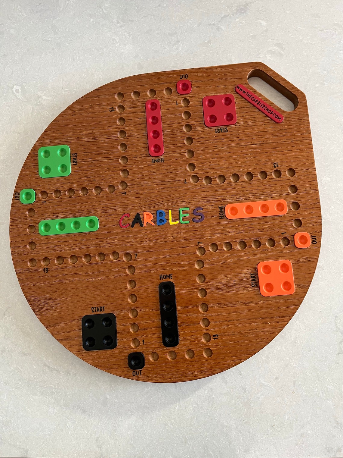 Carbles® Board Game, Double Sided 4 & 6 Player, Round - Size Small 15 ...