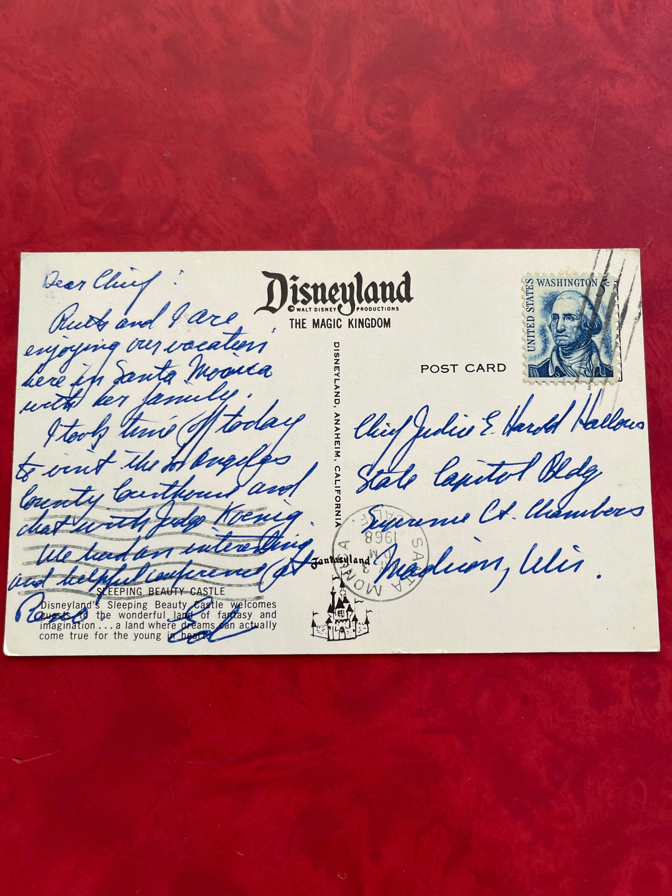 Postal vintage de Disneyland Fantasyland Castillo de la Bella Durmiente ...
