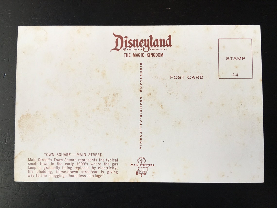 Vintage Disneyland Main Street U.S.A. Postcard Town Square | Etsy