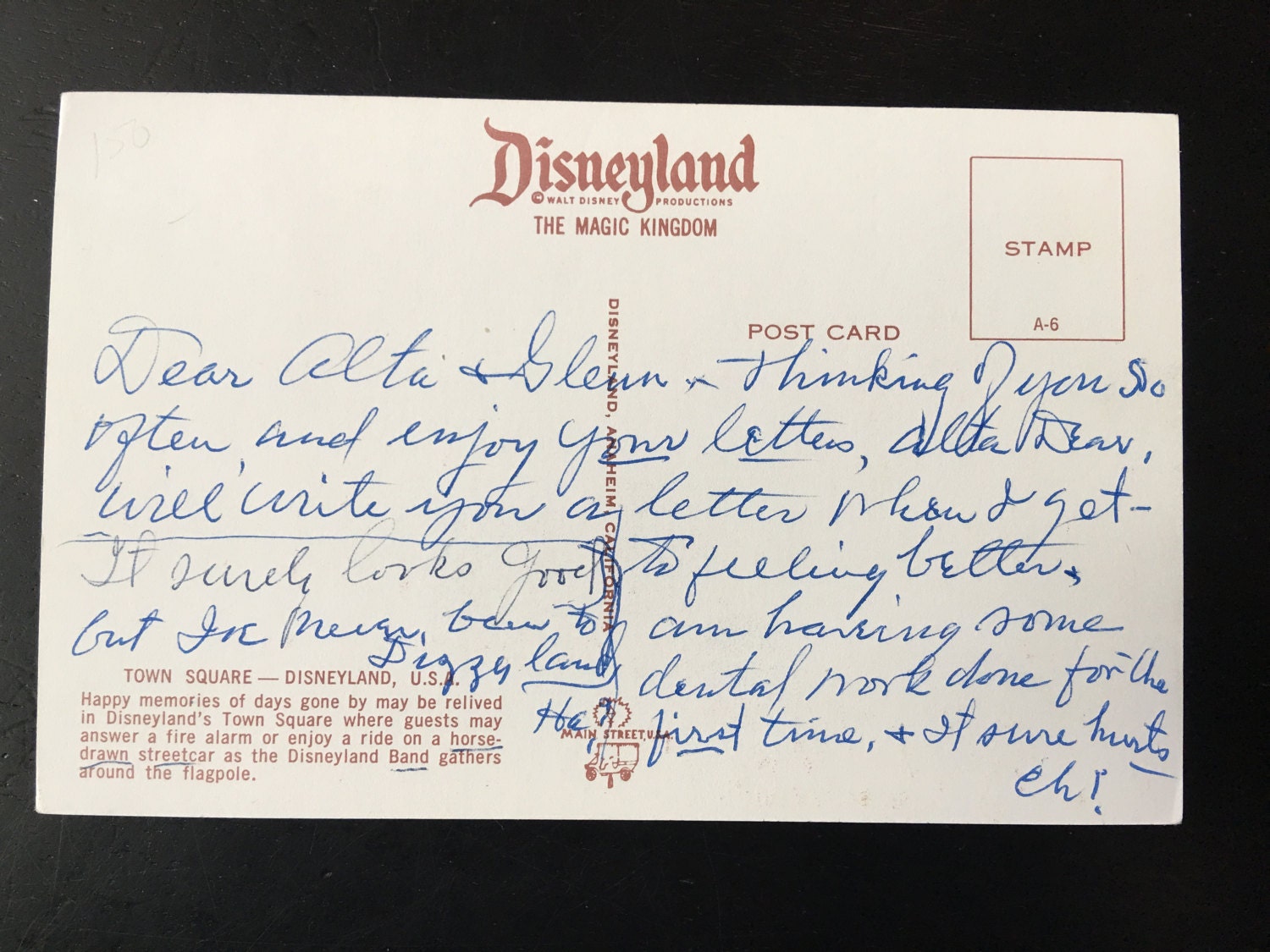 Vintage Disneyland Main Street U.S.A. Postcard Town Square - Etsy