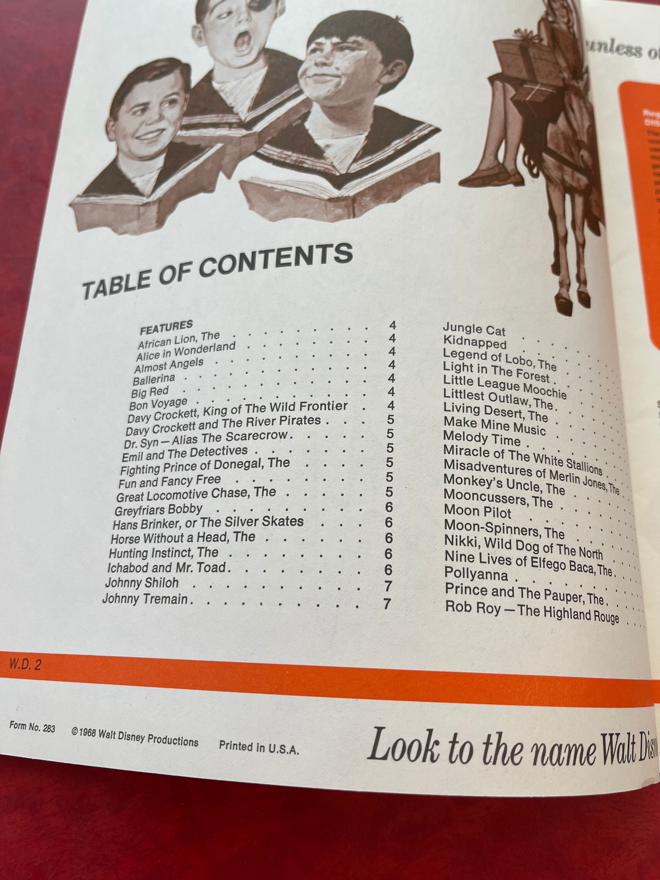 1968-69 Walt Disney Entertainment Motion Pictures Catalog of 16mm Films ...