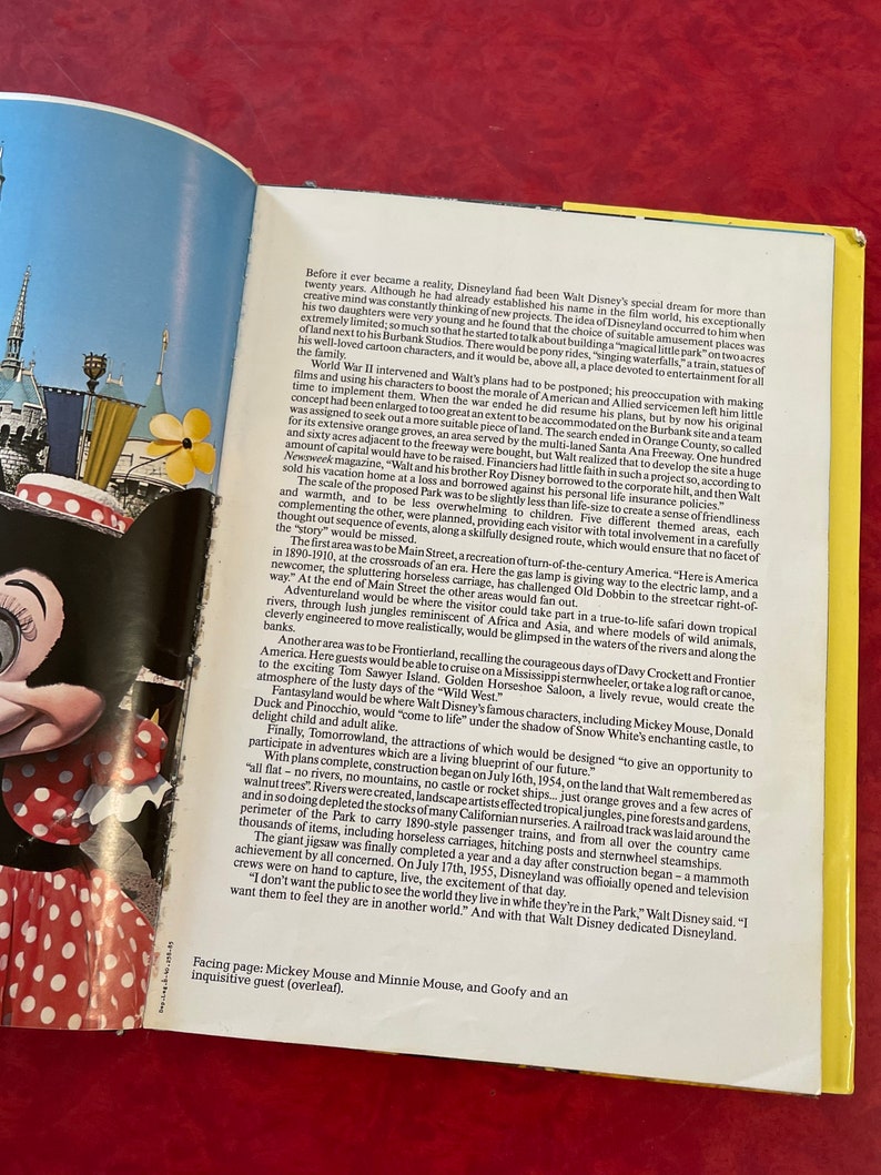1985 Walt Disney’s Disneyland Book - Color Photos, Photographs, Printed ...