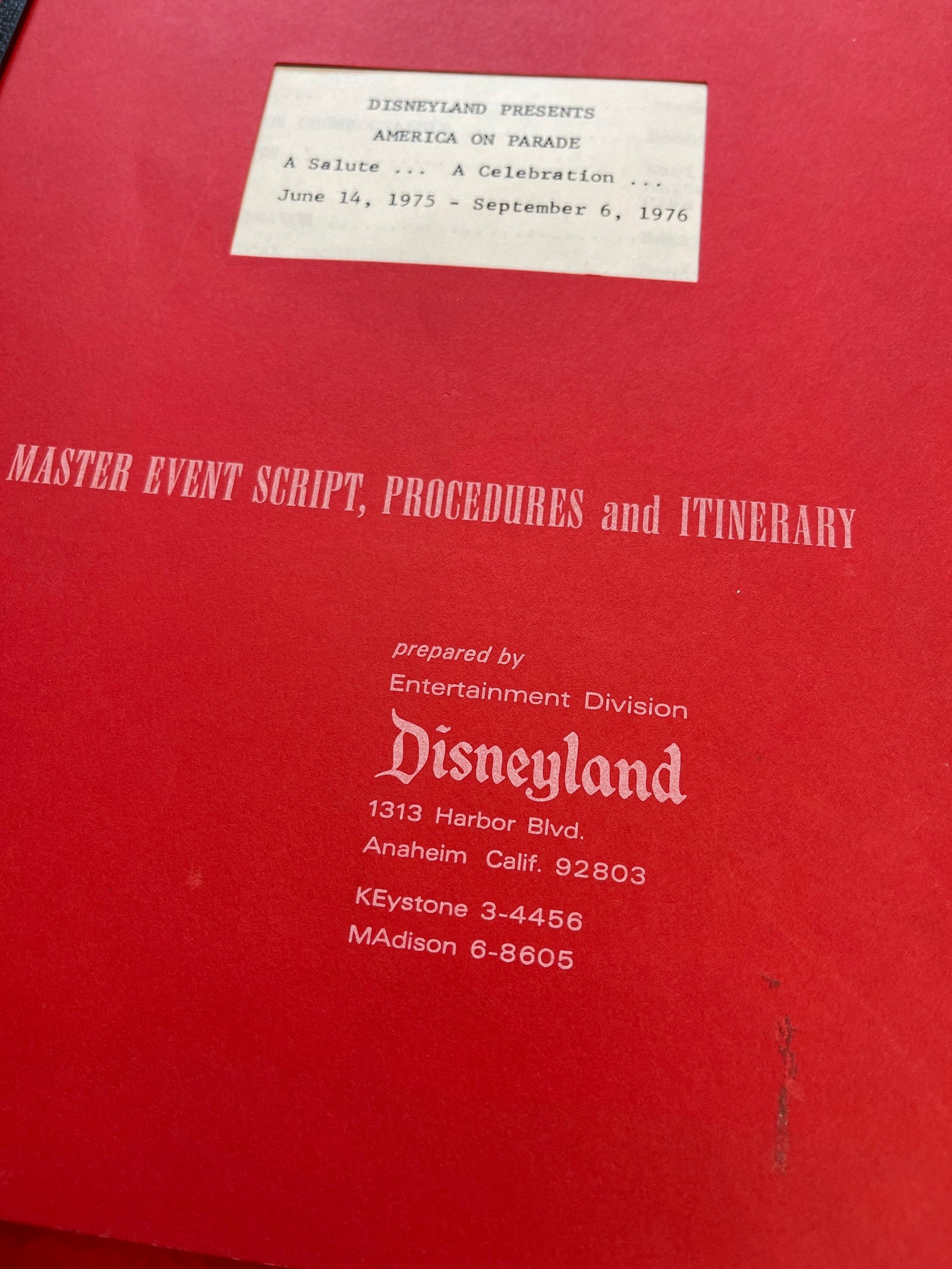 1975-76 Disneyland Cast Member Master Event Script - Etsy