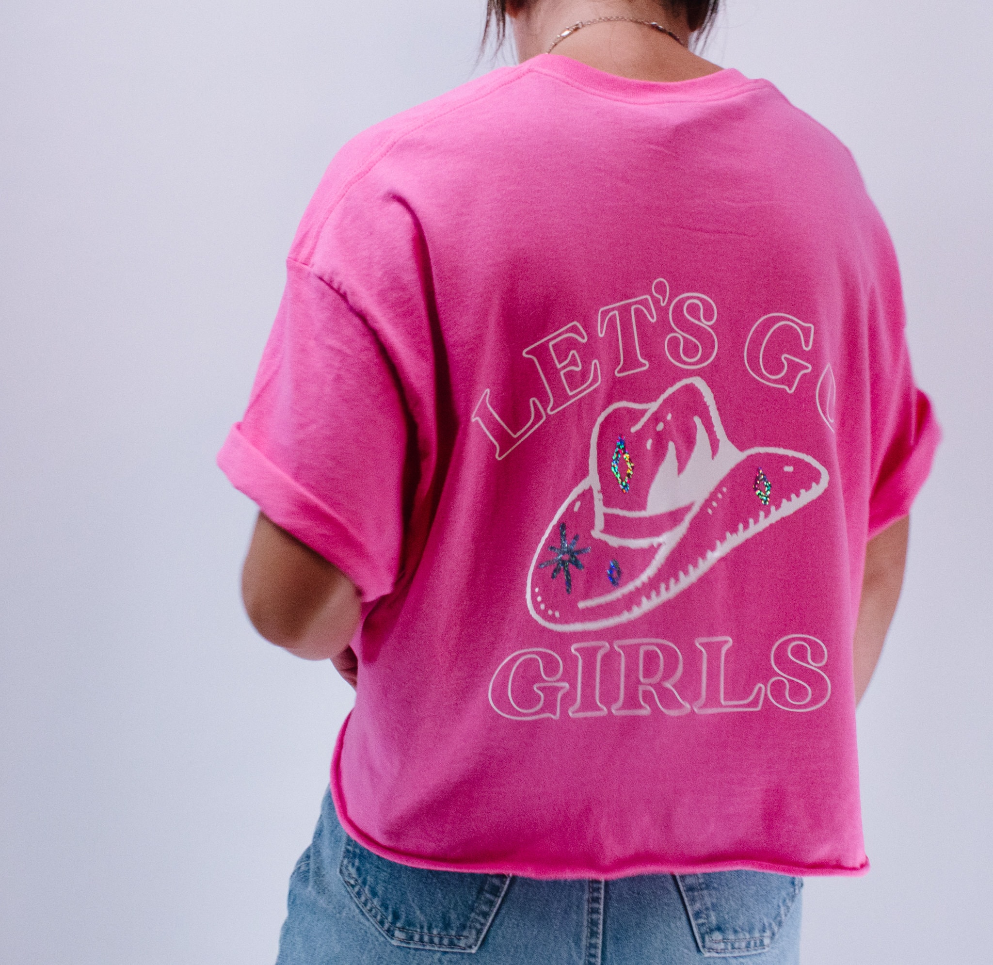 Personalized Cropped Pink let's Go Girls | Etsy