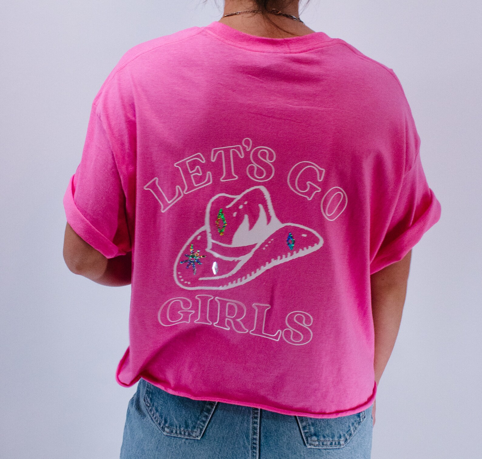 Personalized Cropped Pink let's Go Girls | Etsy