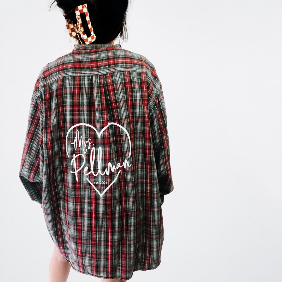 Custom Heart Flannel Shirt | Established Year Bridal Flannel | Wedding ...