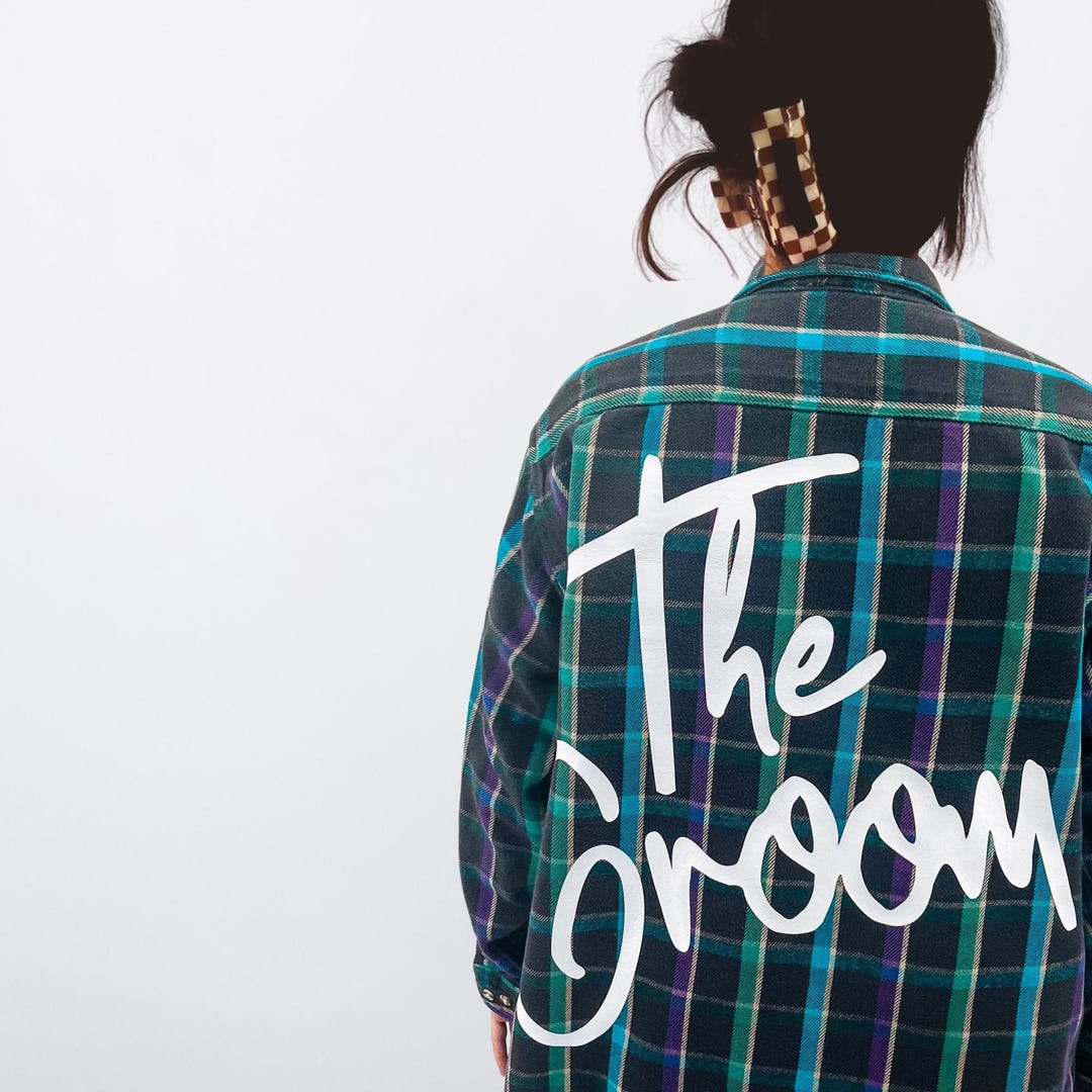 Bride Groom Flannel | Custom Couple Flannel Shirts | Wedding Morning ...
