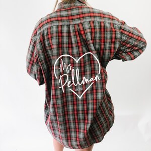 Custom Heart Flannel Shirt | Established Year Bridal Flannel | Wedding ...
