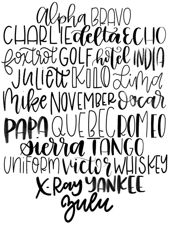 Military Alphabet Hand Drawn Digital PNG SVG Download | Etsy