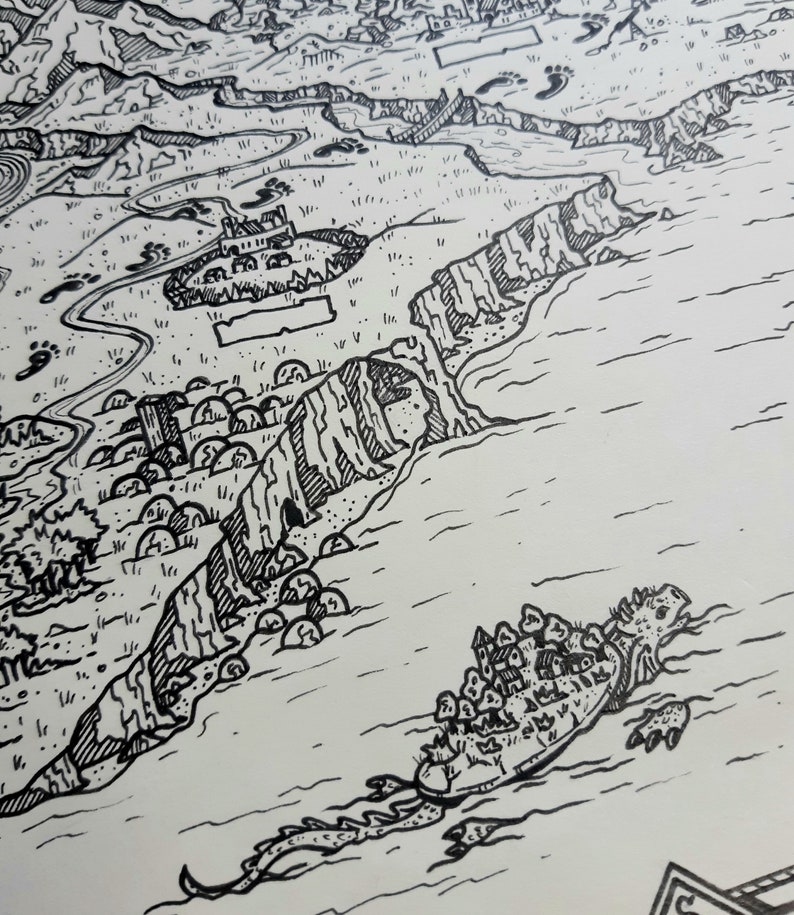 Atramento Isle. Inktober Fantasy Island 2019, A4 A3 Colouring Page - Etsy