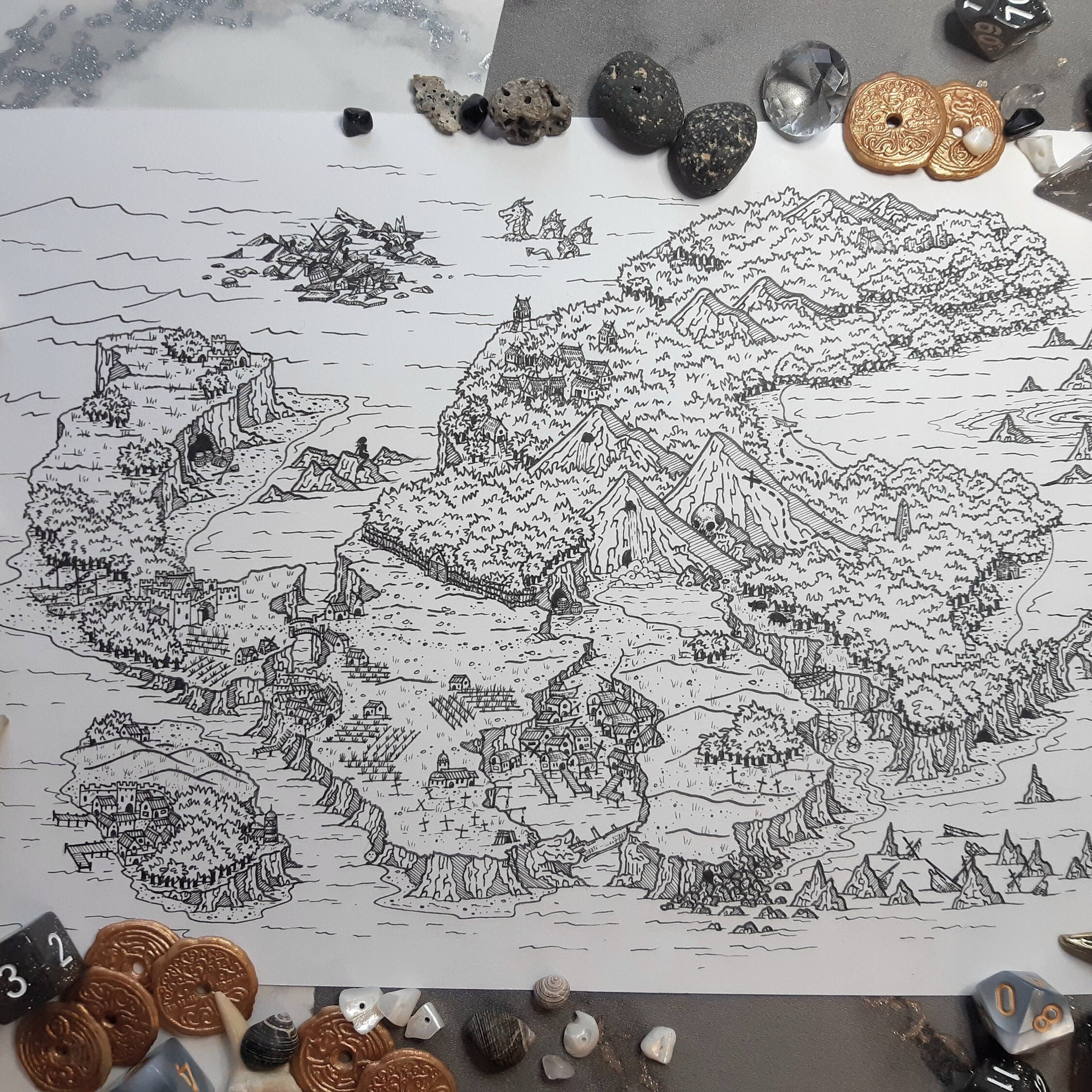 Pirate Island Map. A4 Colouring Page, RPG Map - Etsy