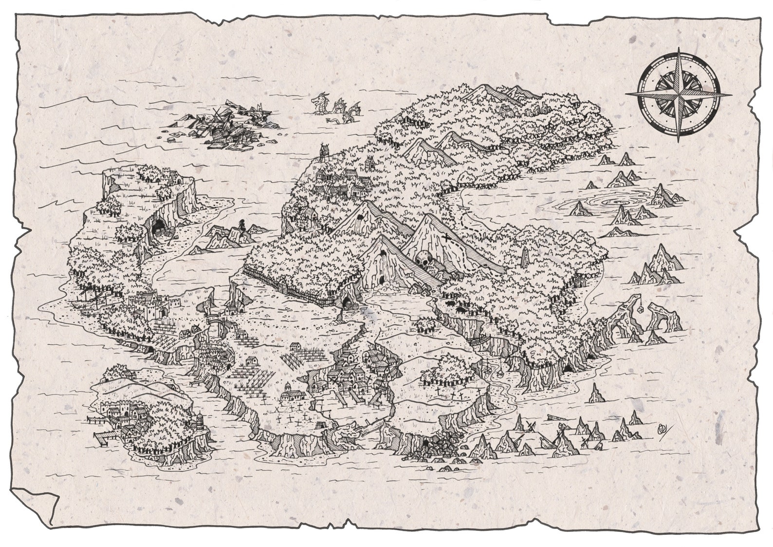 Pirate Island Map. A4 Colouring Page, RPG Map - Etsy