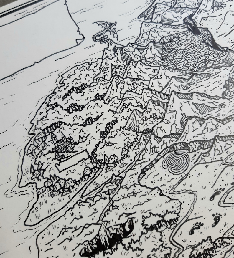 Atramento Isle. Inktober Fantasy Island 2019, A4 A3 Colouring Page - Etsy