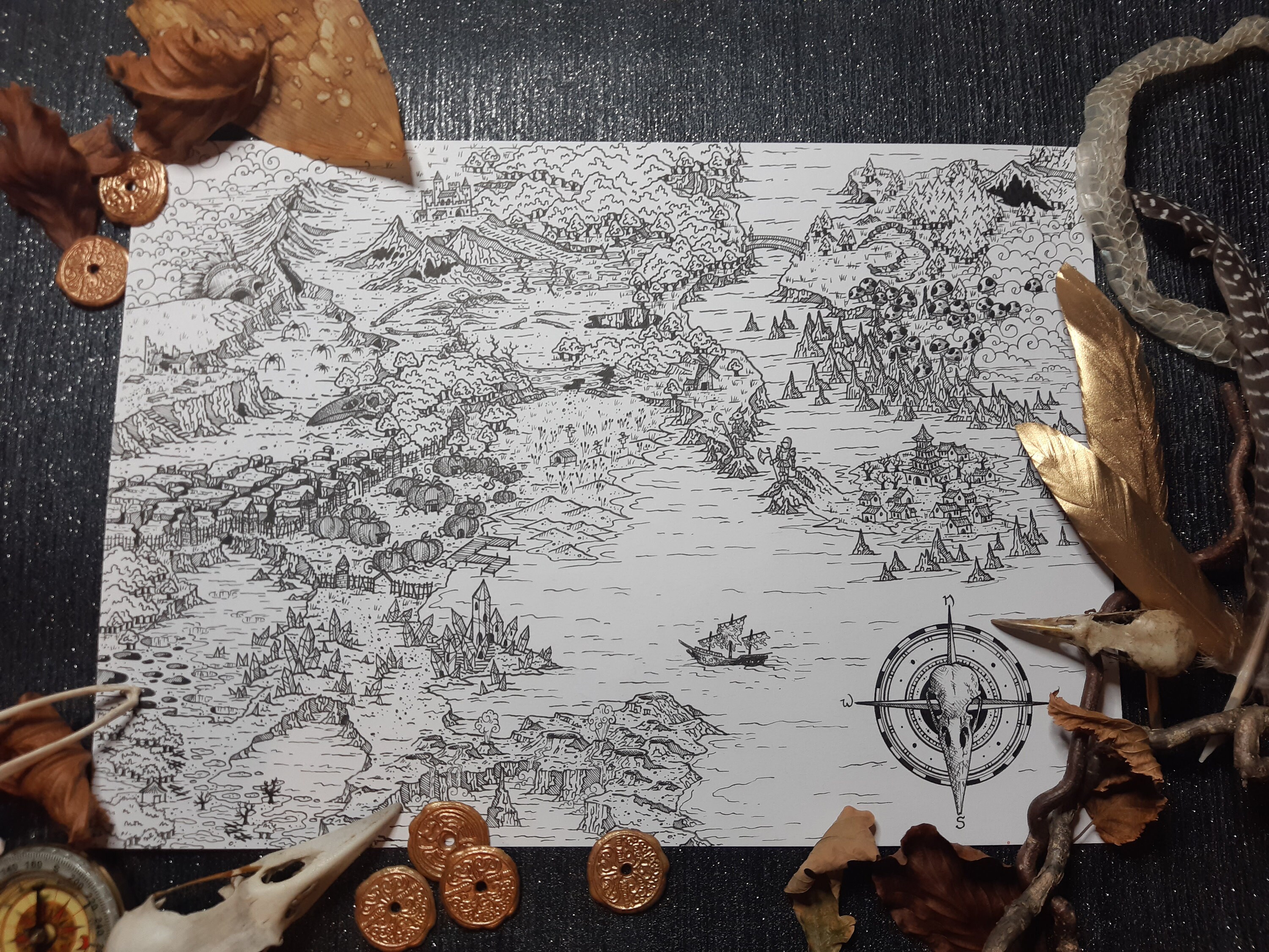 Pyha, Fantasy Map for RPG and Colouring Page. Digital Download - Etsy