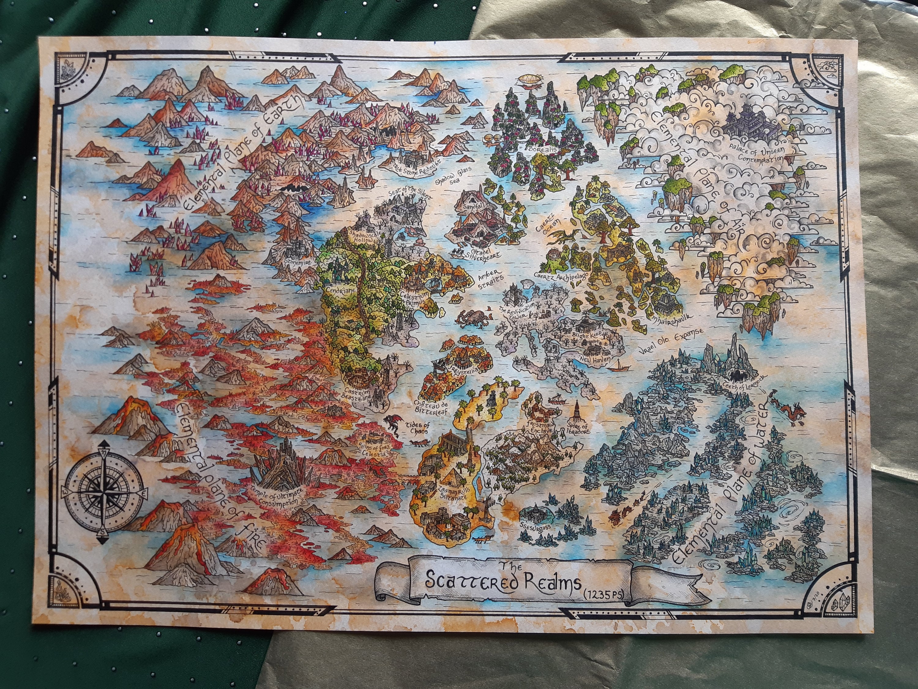 Large A3 FULL CLOUR Hand Drawn Custom Fantasy Map - Etsy UK