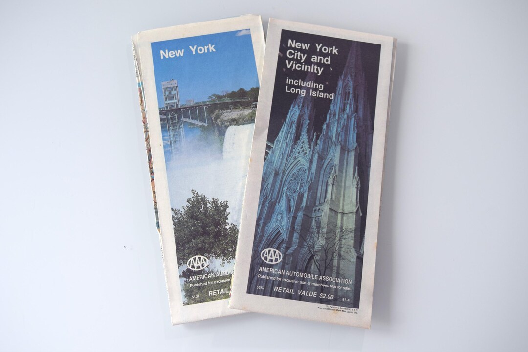 New York City and New York State Vintage Fold-out Road Maps AAA ...