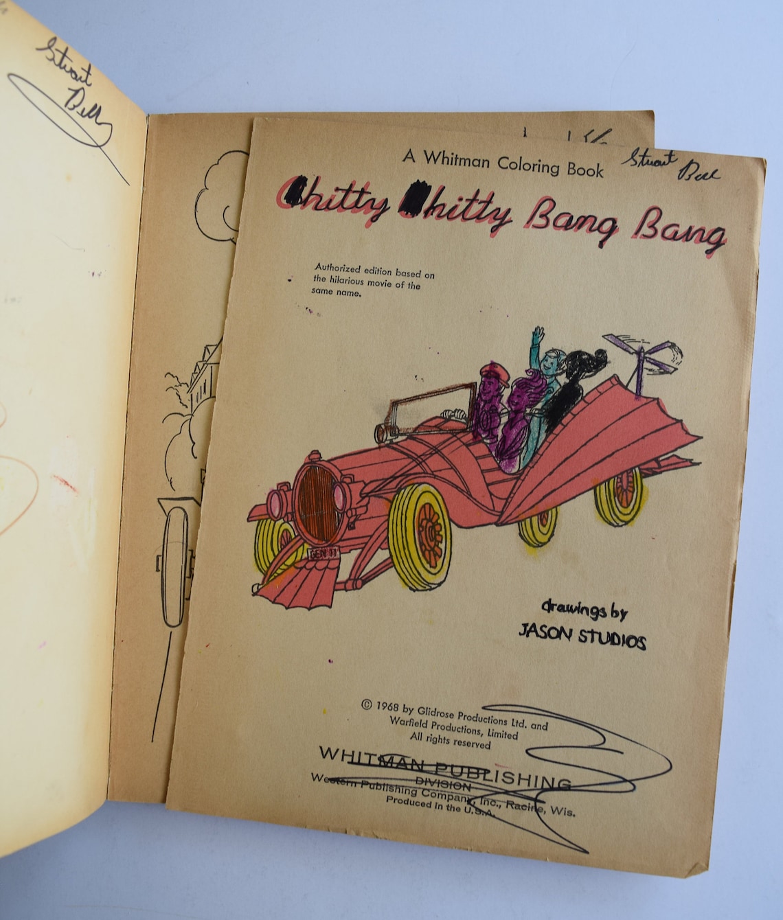 Chitty Chitty Bang Bang vintage coloring book Caractacus | Etsy
