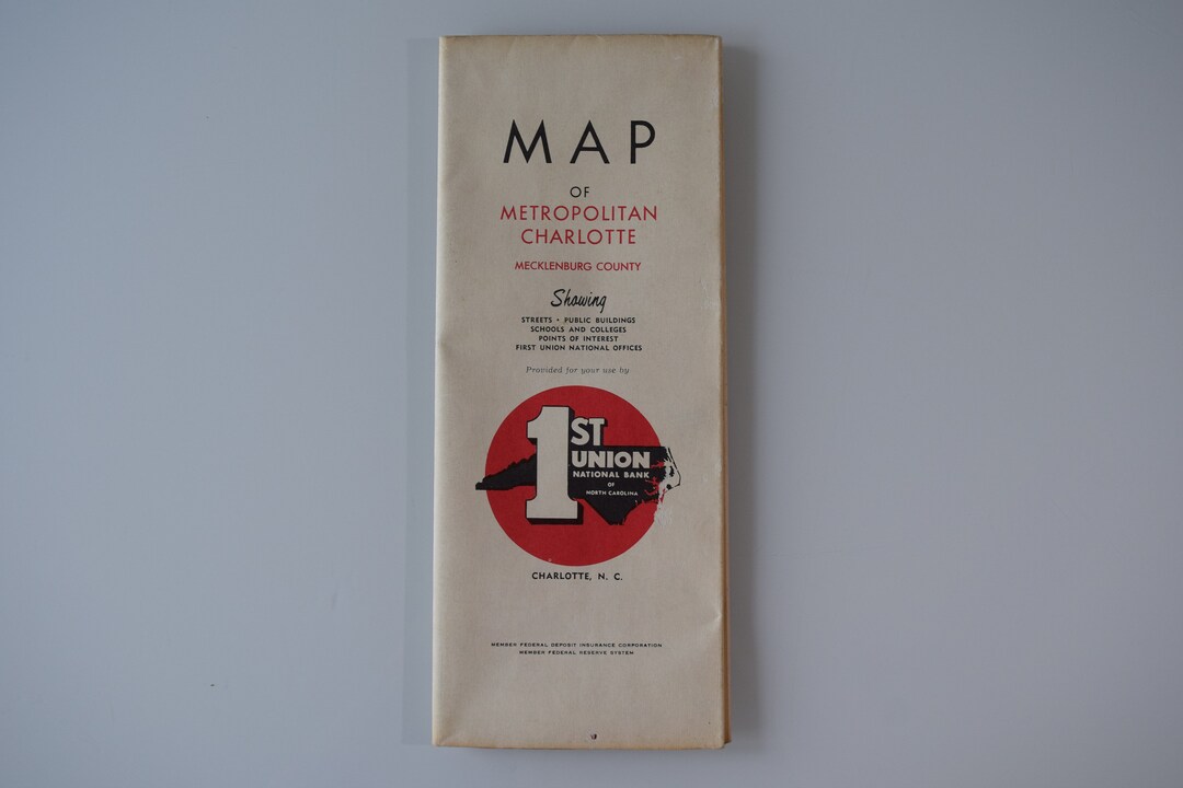 Map of Metropolitan Charlotte Vintage Street Map - North Carolina, 1st ...