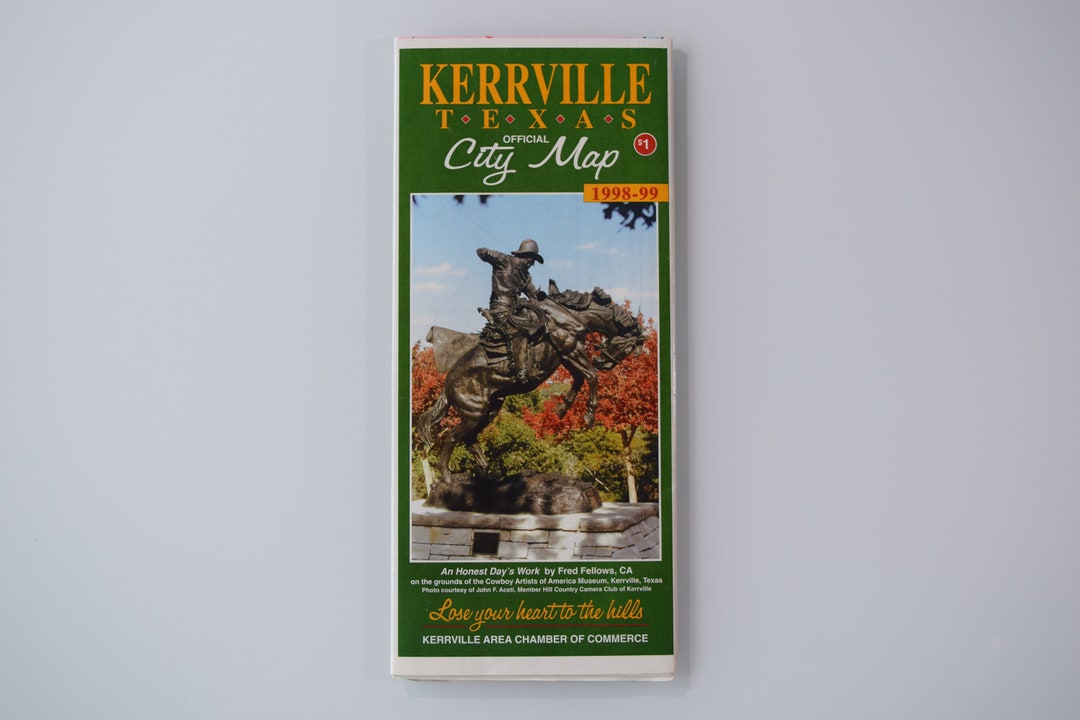 Kerrville, Texas, Vintage Fold-out Map / Brochure, Chamber of Commerce ...