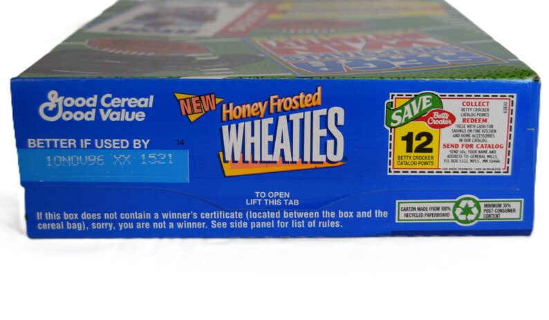 Deion Sanders Vintage Cereal Box Honey Frosted Wheaties - Dallas ...