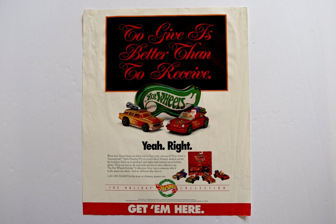 Hot Wheels Vintage Christmas Poster Holiday Collection 20 X 16, Dealer ...