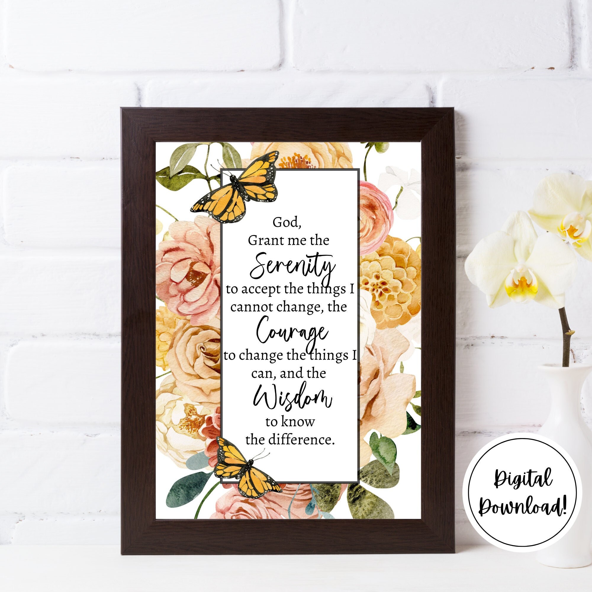 Serenity Prayer Printable Wall Art, Recovery Digital Download ...