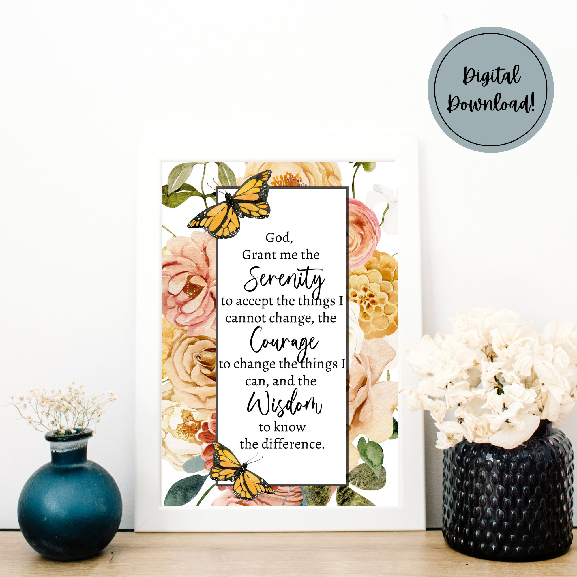 Serenity Prayer Printable Wall Art, Recovery Digital Download ...