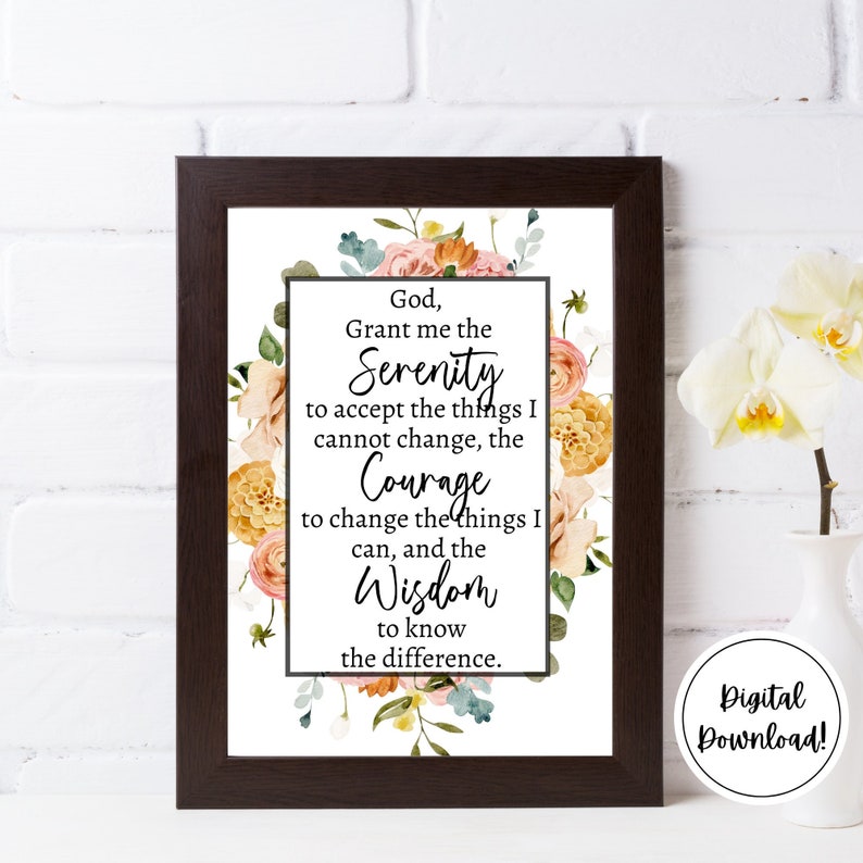 Serenity Prayer Printable Wall Art, Recovery Digital Download ...