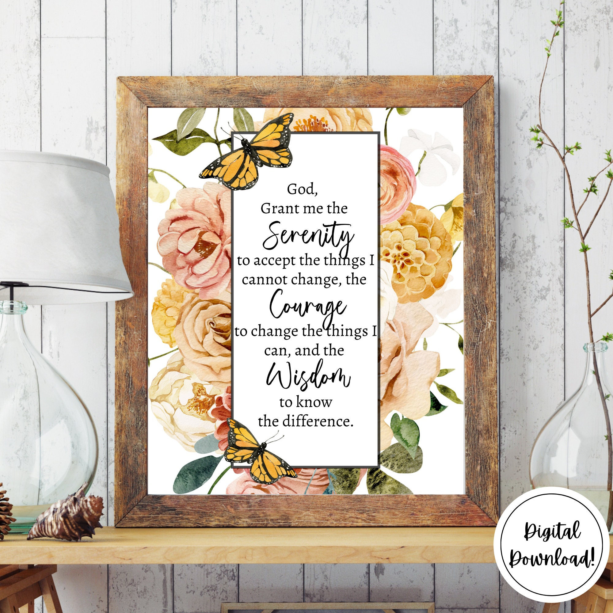 Serenity Prayer Printable Wall Art, Recovery Digital Download ...