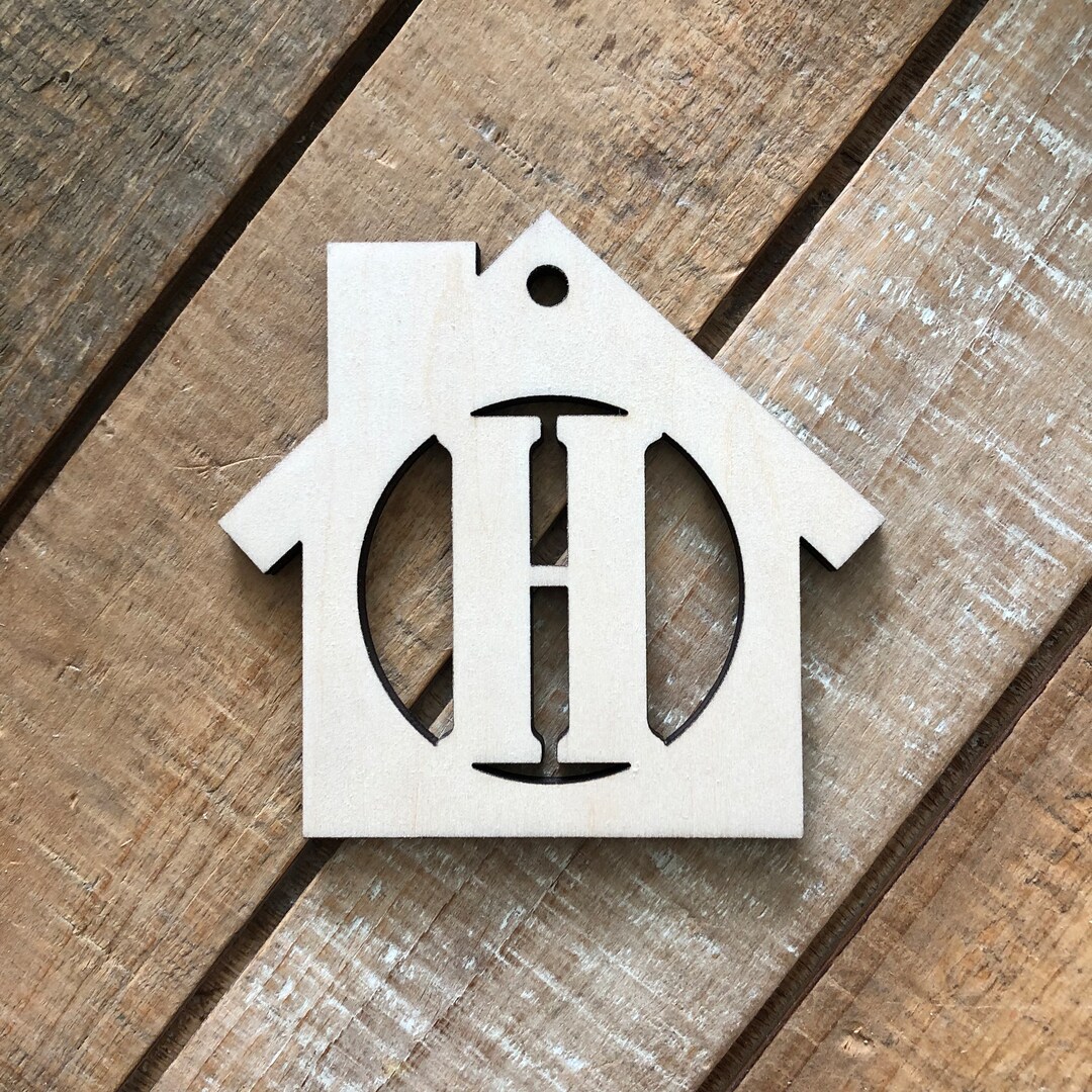 House Initial Wood Christmas Ornament House Monogram - Etsy