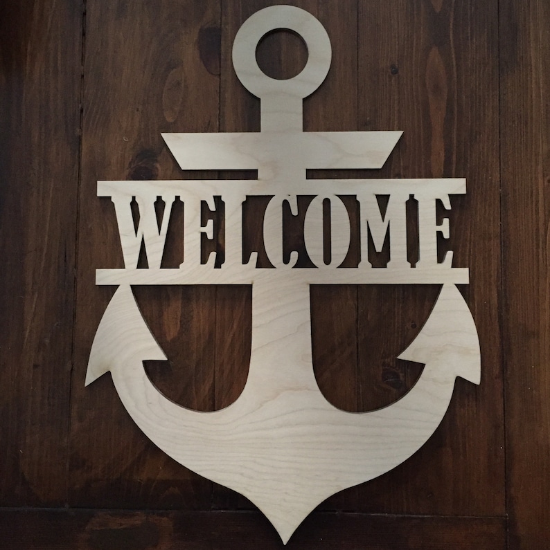 Unfinished Anchor Door Hanger Welcome Sign Anchor Welcome - Etsy