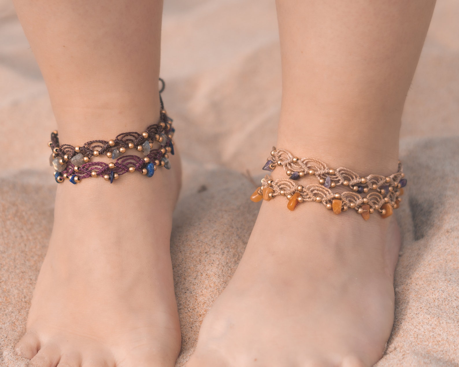 Custom Stone Anklet for Woman Custom Macrame Anklet Summer - Etsy