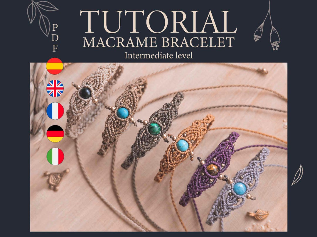Macrame Bracelet Tutorial, Bracelet With Natural Stone Tutorial, Easy ...