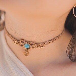 Macrame Necklace Tutorial, Choker With Natural Stone Tutorial, Easy Necklace Tutorial, Macrame ...