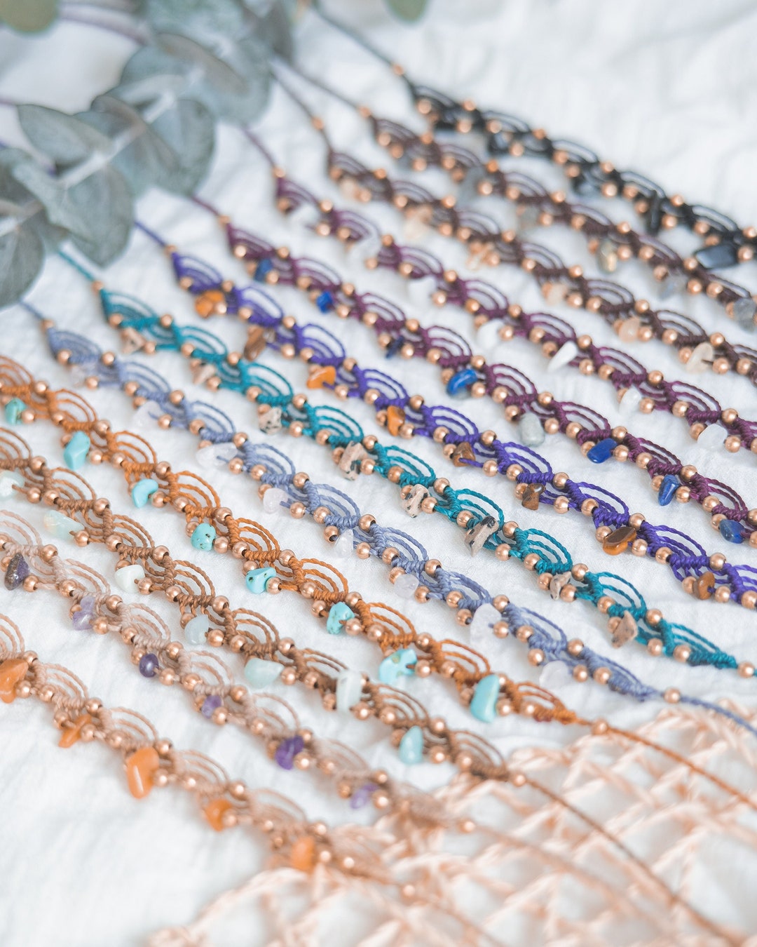 Custom Stone Anklet for Woman, Custom Macrame Anklet, Summer Bohemian ...